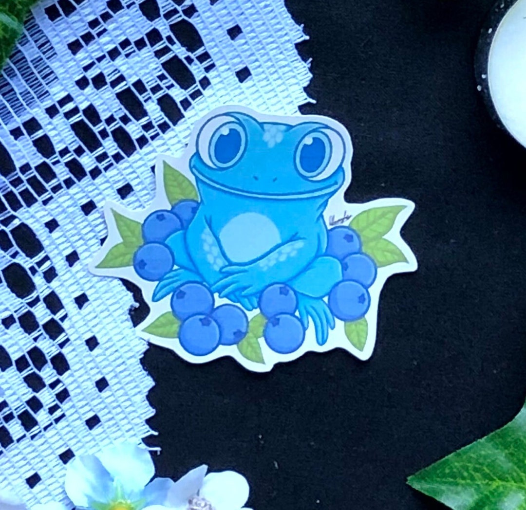 Blueberry Frog Sticker Original Artwork Gloss Die Cut - Etsy