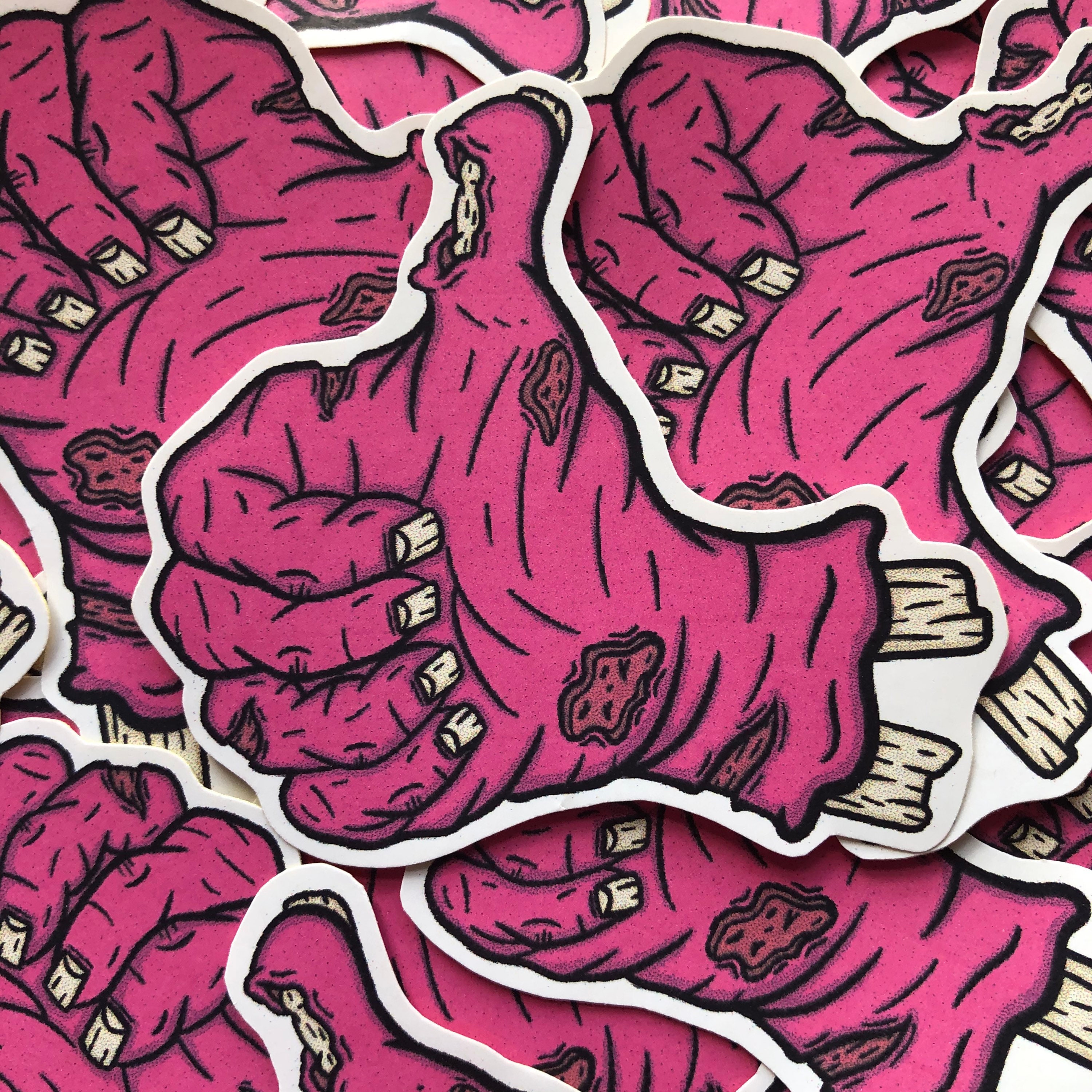 Pink Zombie Thumbs up Sticker Digital Drawing Gloss Die - Etsy
