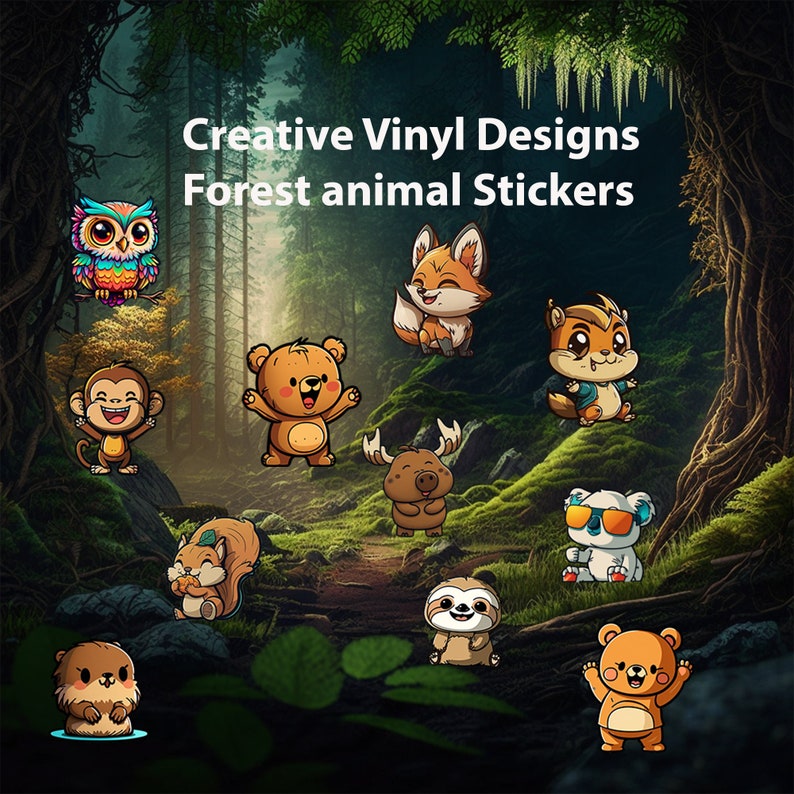 Forest Animals Vinyl Stickers AI Designs - Etsy