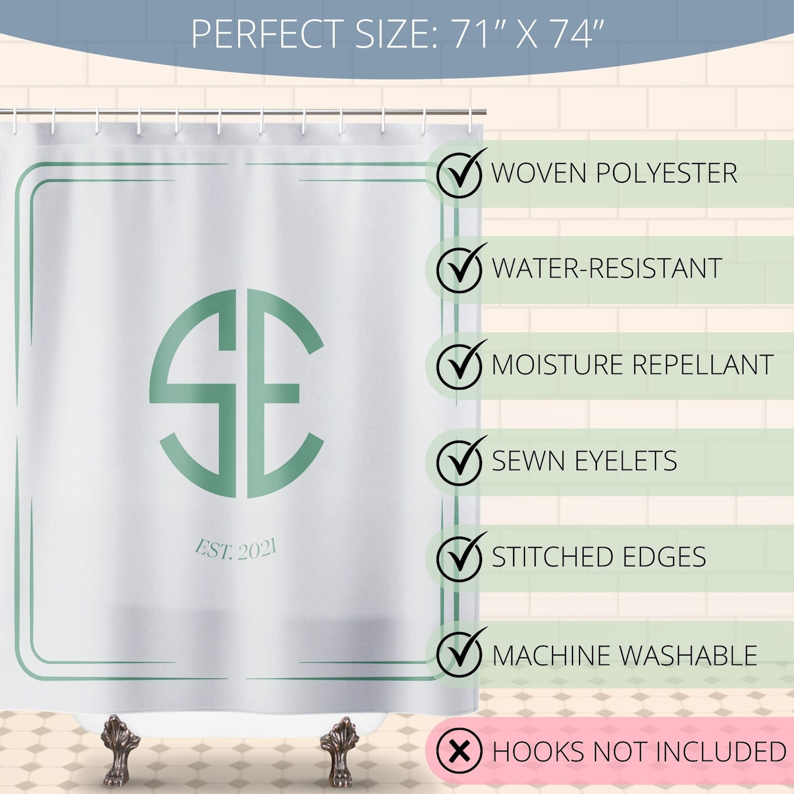 Monogrammed Shower Curtain Custom Monogram Bathroom Set Personalized ...