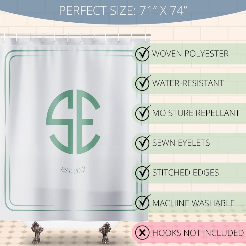 Monogrammed Shower Curtain Custom Monogram Bathroom Set Personalized ...