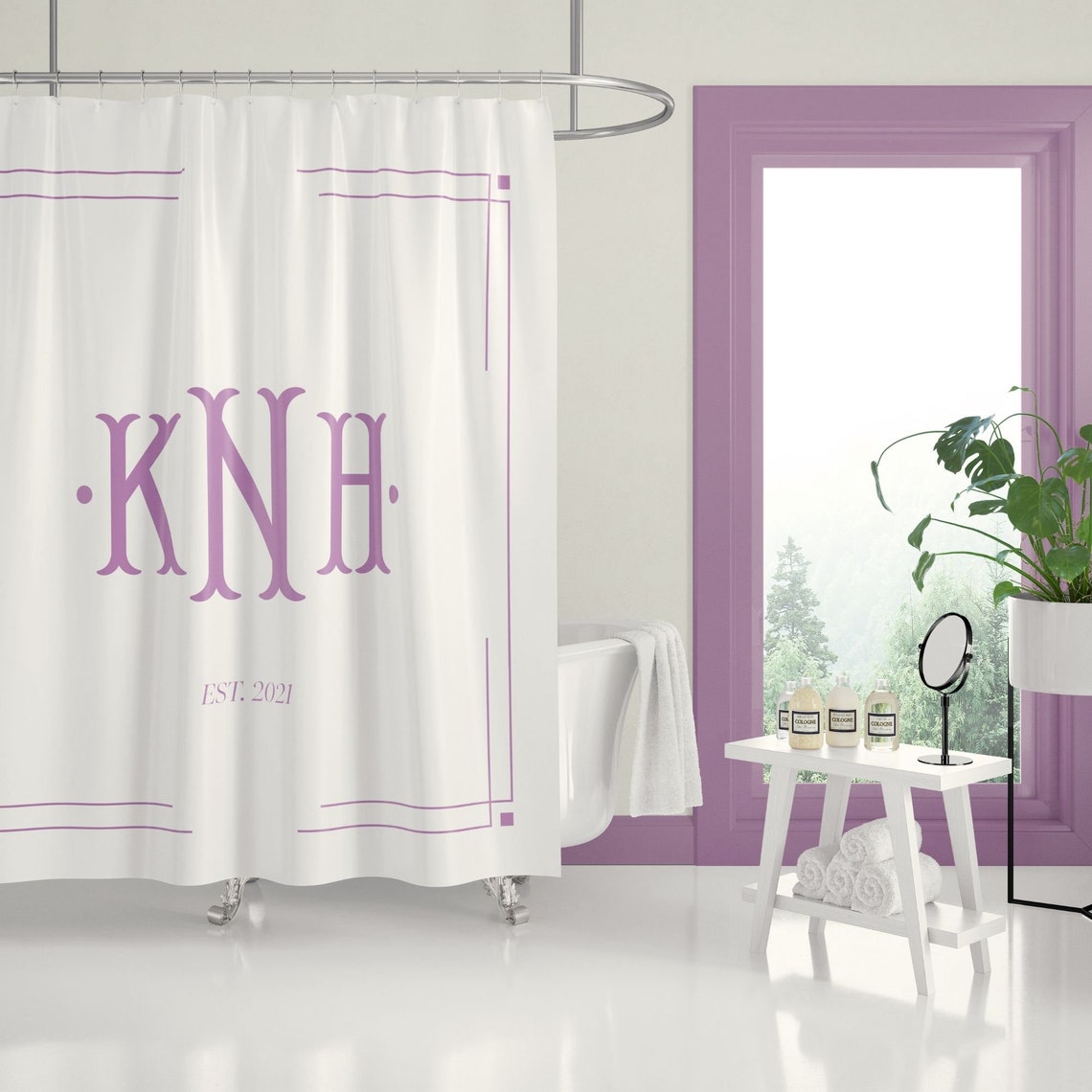 Monogrammed Shower Curtain Custom Monogram Bathroom Set Personalized ...