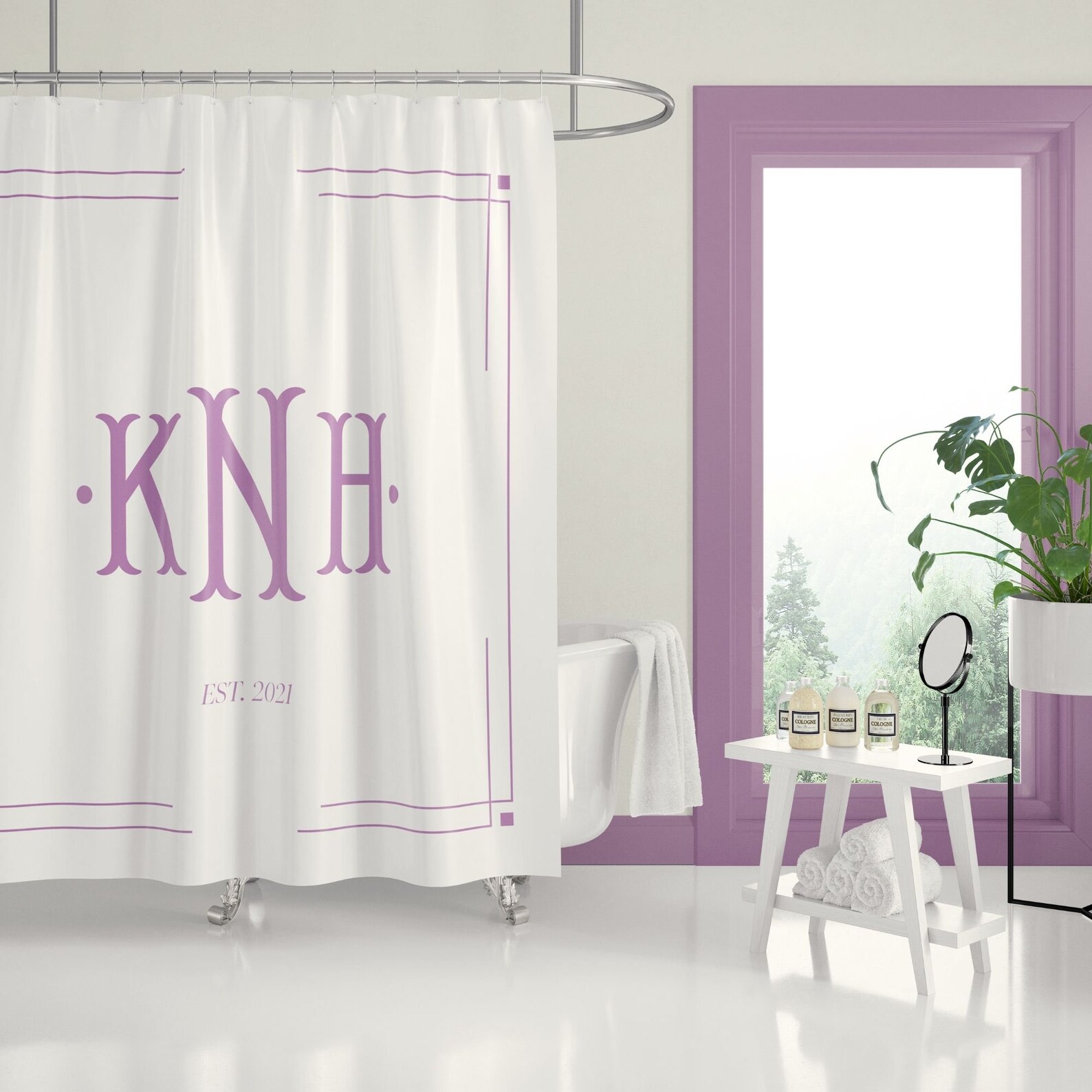 Monogrammed Shower Curtain Custom Monogram Bathroom Set Personalized ...