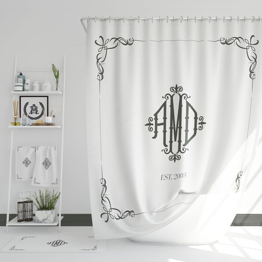 Custom Monogram Bathroom Set | Personalized Shower Curtain | Bath Mat ...