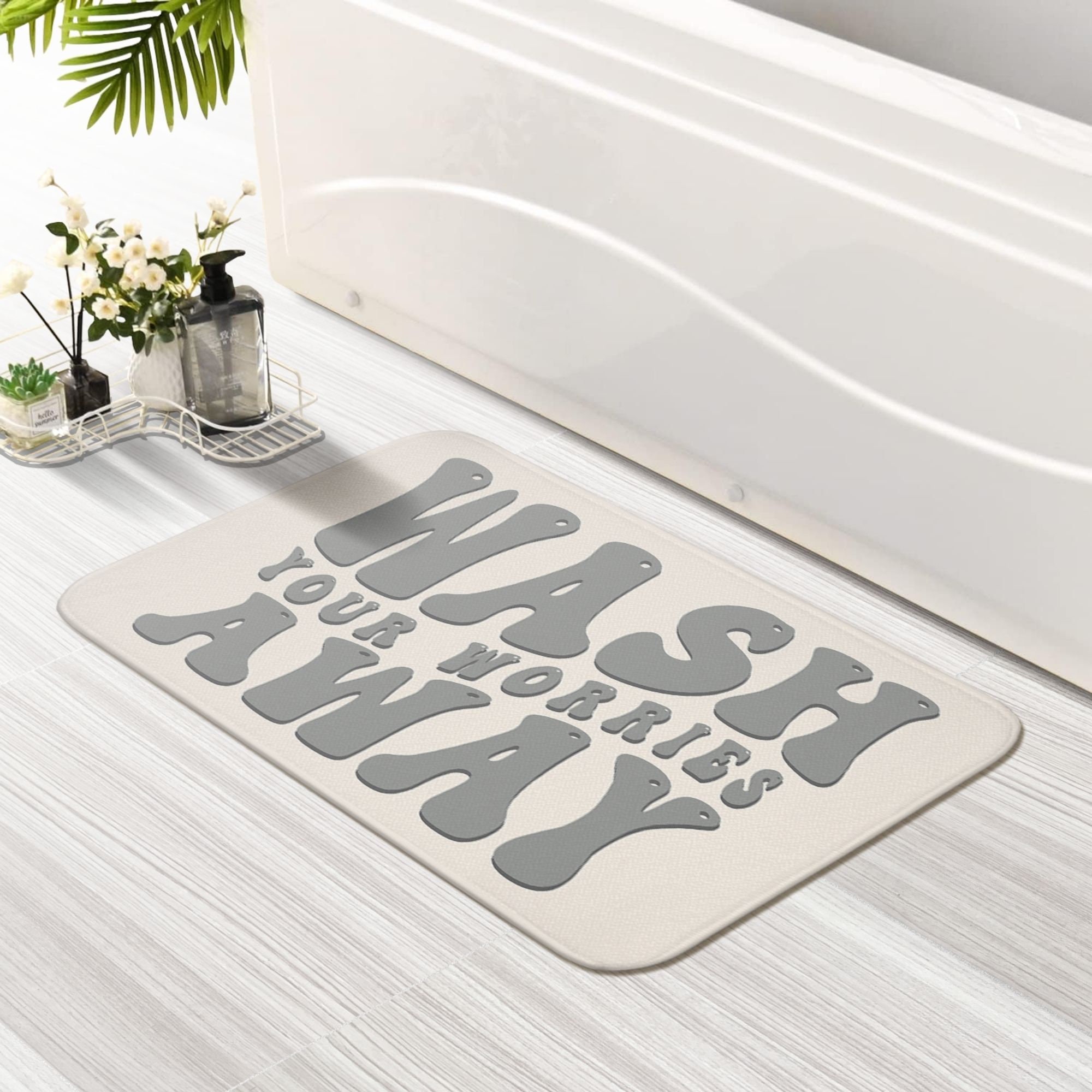 Funny Bath Mat, Bathroom Mat, Wash Your Worries Away Quote, Cute ...