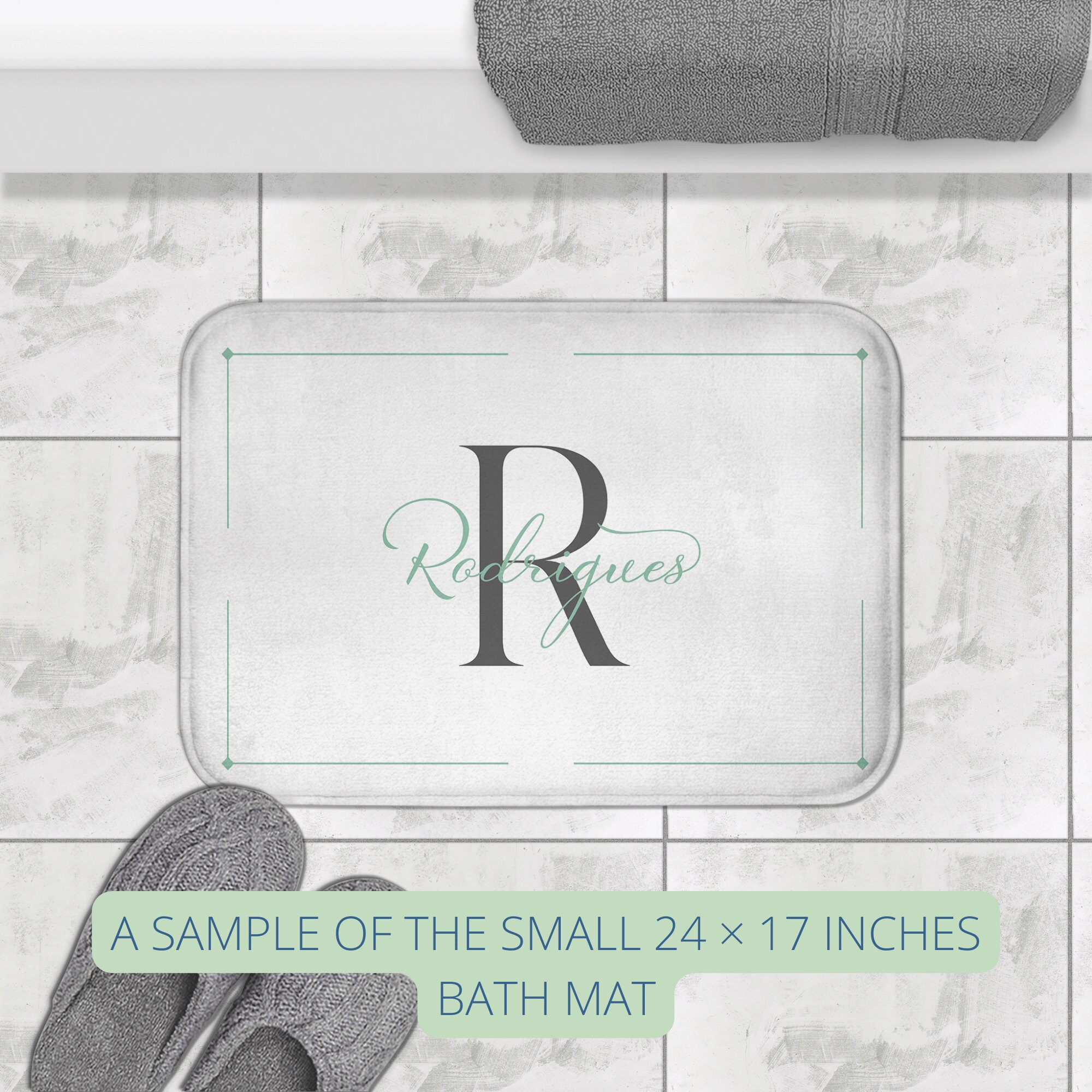 Custom Monogrammed Bath Mat, Personalized Bath Mat With Your Name ...