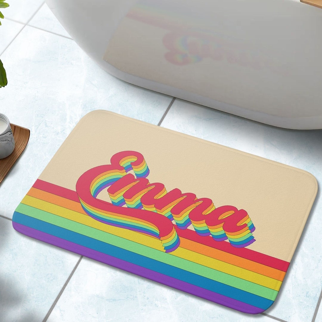 Personalized Name Pride Rainbow Bath Mat, LGBTQ Monogrammed Bath Mat ...