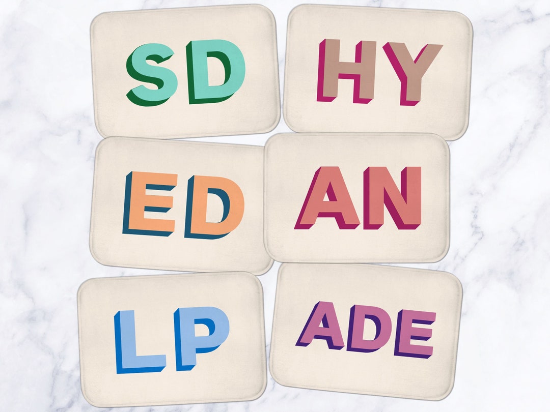 Shadow Monogram Bath Mat, Personalized 3D Initials Bathroom Mat, Cute ...