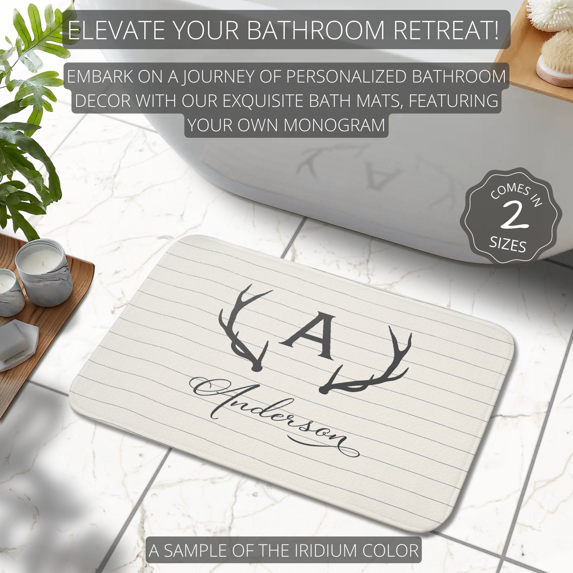 Personalized Bathroom Decor Set Monogrammed Striped Deer Horns Shower ...
