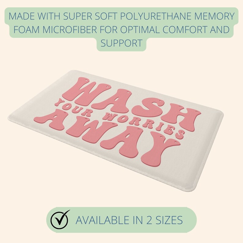 Funny Bath Mat, Bathroom Mat, Wash Your Worries Away Quote, Cute ...