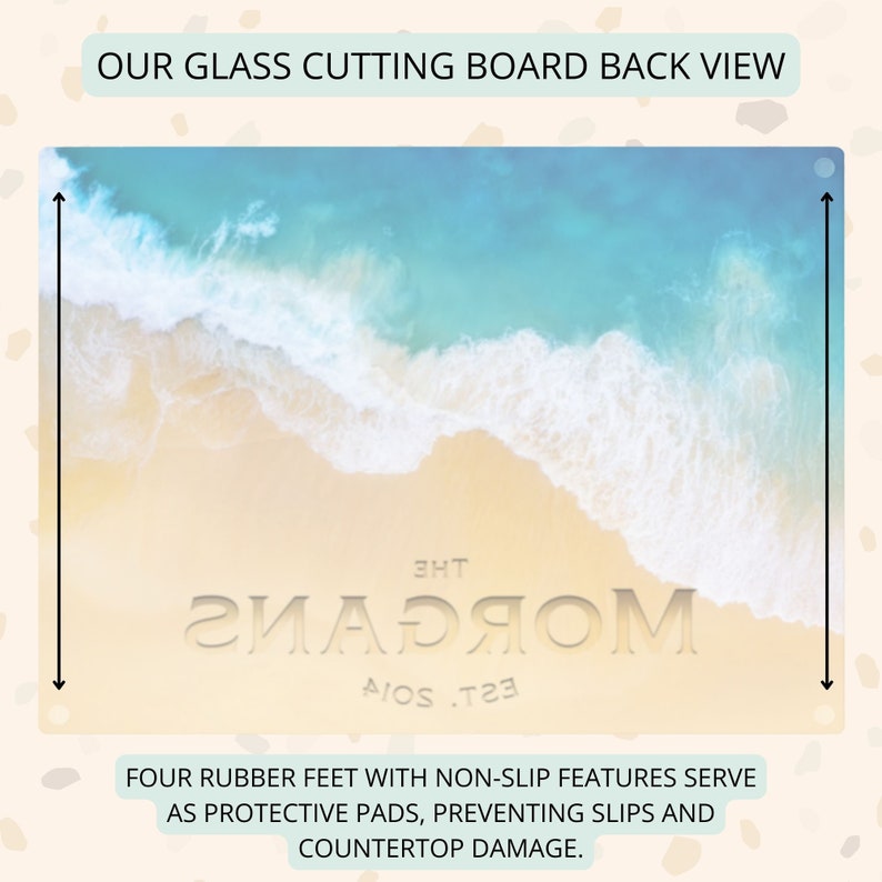 Personalized Ocean Beach Tempered Glass Cutting Board, Custom Monogram ...