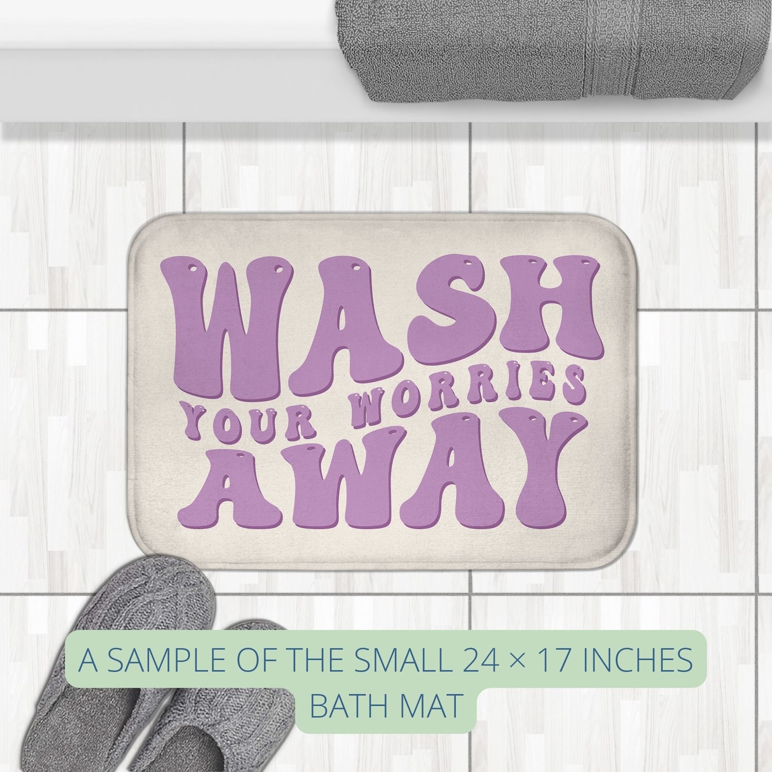 Funny Bath Mat, Bathroom Mat, Wash Your Worries Away Quote, Cute ...