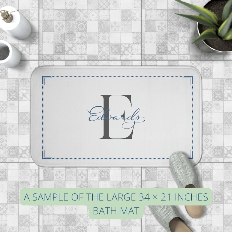 Custom Monogrammed Bath Mat, Personalized Bath Mat With Your Name ...