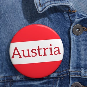 Austria Button, World Flag Pins, Europe Souvenir, Pinback Buttons ...