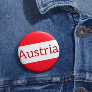 Austria Button, World Flag Pins, Europe Souvenir, Pinback Buttons ...