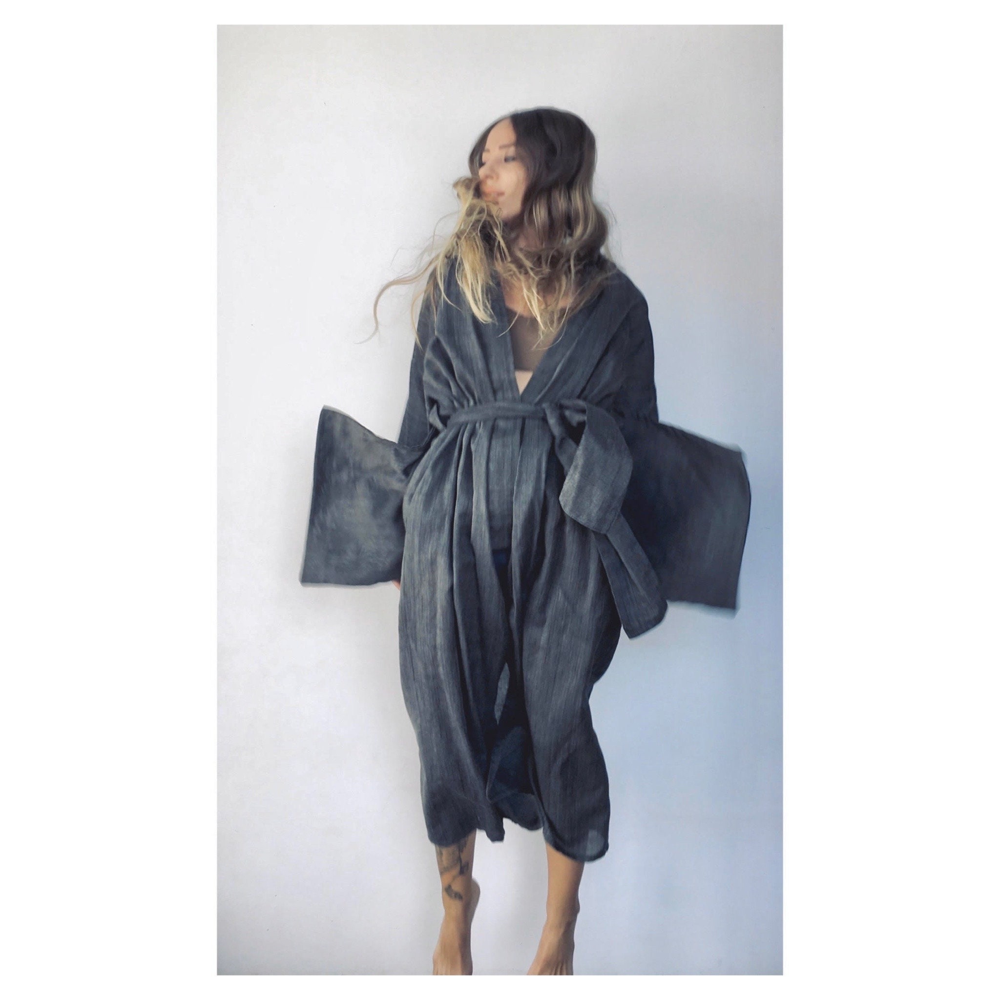Osjá Grey Kimono Handwoven Organic Cotton - Etsy