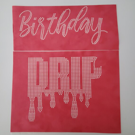 Card Making & Stationery PRE-CUT Birthday Drip ss10 Rhinestone Template ...