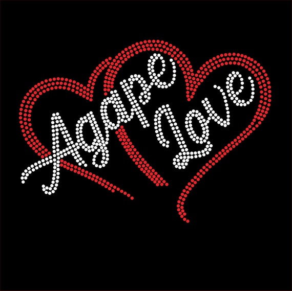 Agape Love Heart Rhinestone Template Ss10 SVG - Etsy
