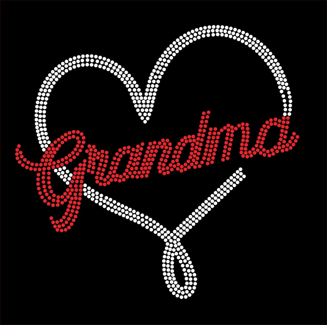 Grandma Heart Rhinestone Template Ss10 (SVG) - Etsy