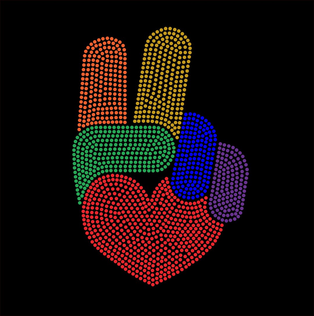 Hand Peace Sign (filled) Rhinestone Template Ss10 (SVG) - Etsy