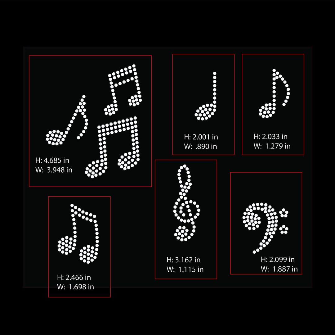 Musical Notes Ss10 Rhinestone Template (DIGITAL DOWNLOAD) - Etsy