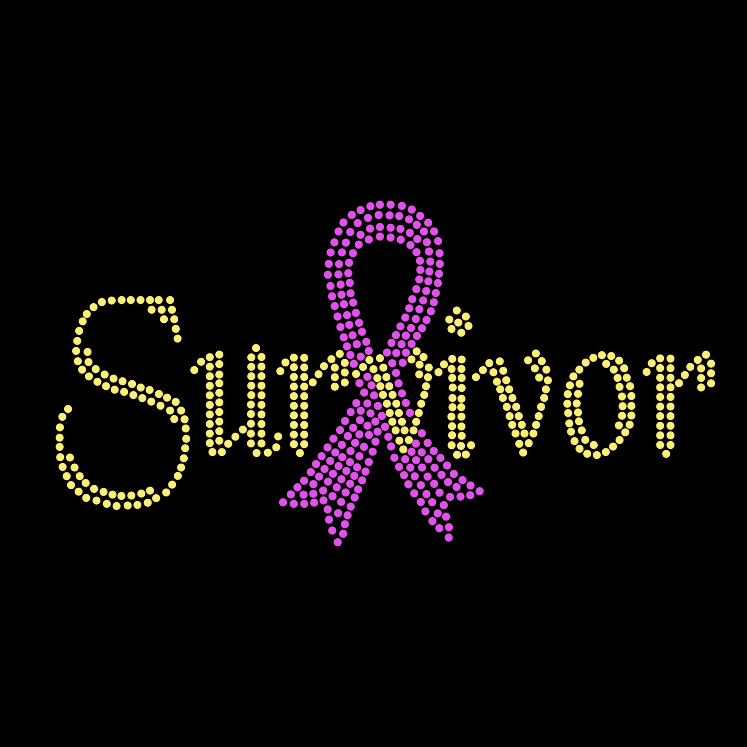 Survivor With Ribbon Rhinestone Template Ss10 SVG | Etsy