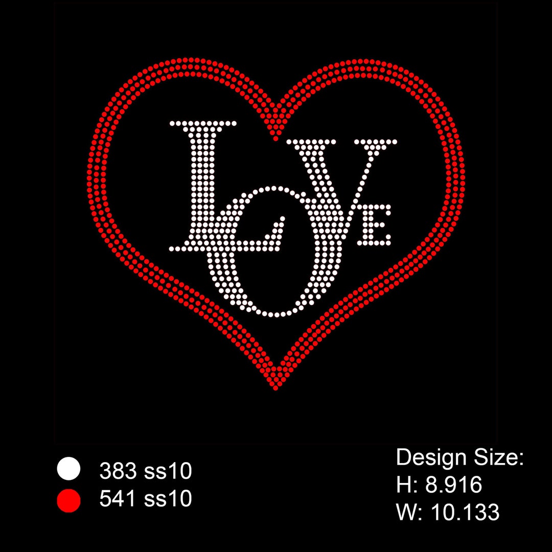 Heart of Love Rhinestone Template Ss10 (SVG) - Etsy