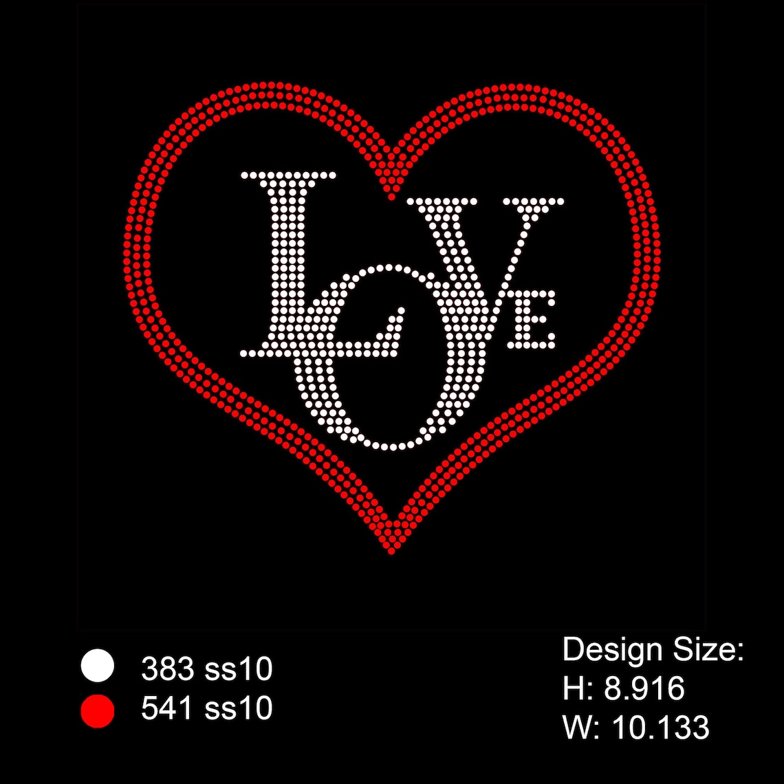 Heart of Love Rhinestone Template Ss10 (SVG) - Etsy