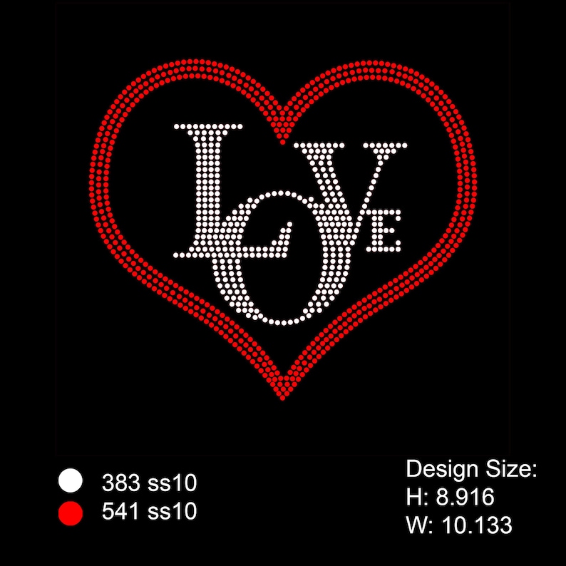 Heart of Love Rhinestone Template Ss10 (SVG) - Etsy