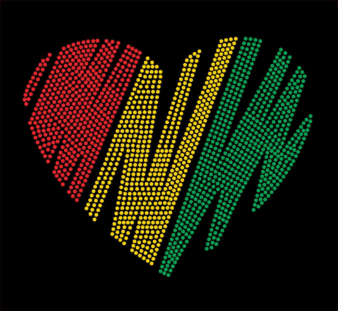 Reggae Heart Rhinestone Template Ss10 (SVG) - Etsy