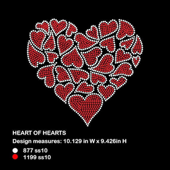 Heart of Hearts Rhinestone Template Ss10 SVG | Etsy