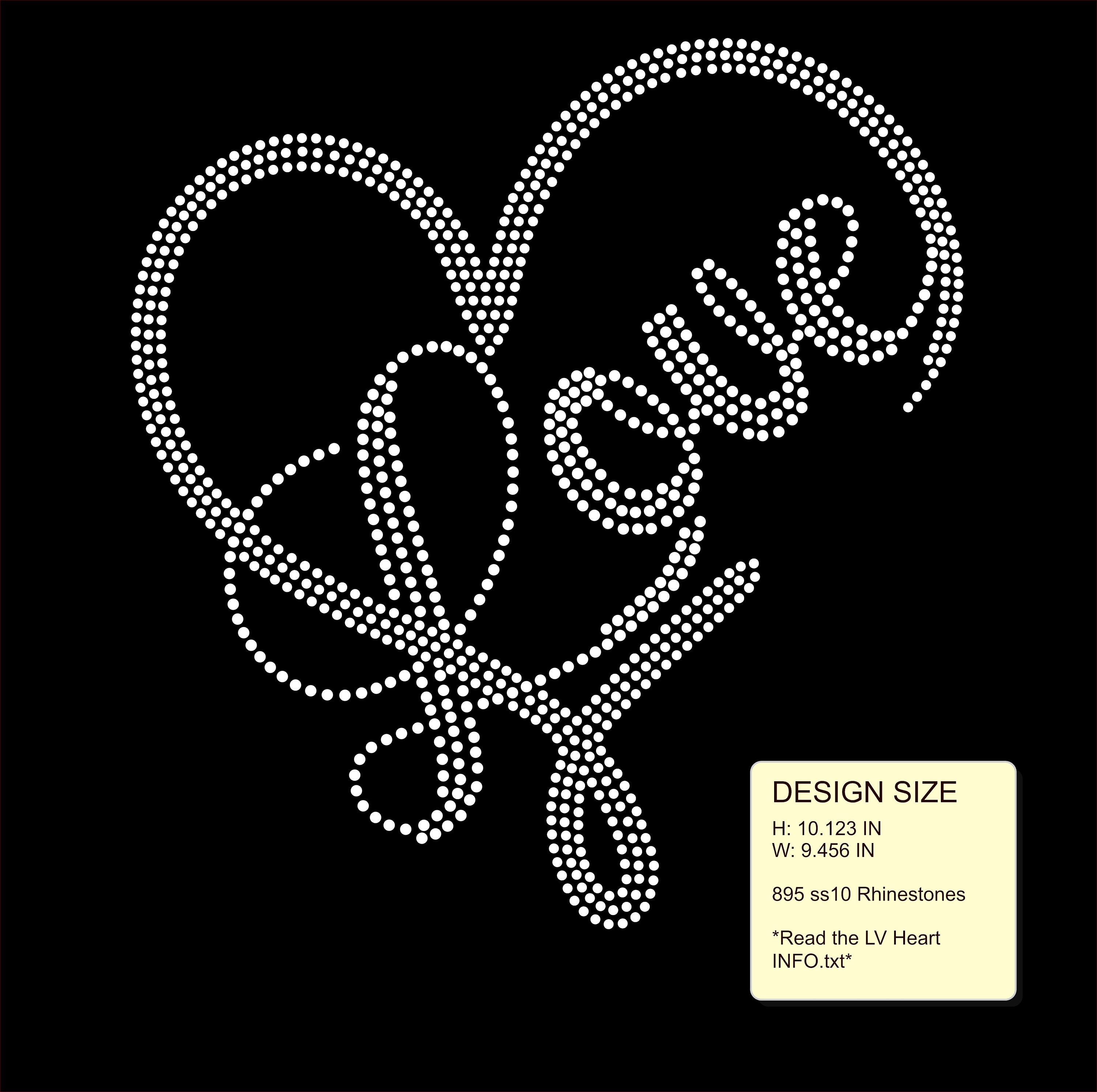 Love Heart Rhinestone Template Ss10 SVG - Etsy