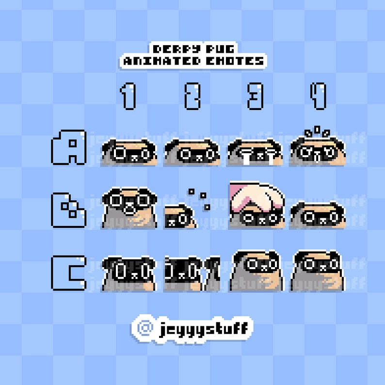 12 P2U Animated Derpy Pug Twitch / Discord Emote BUNDLE - Etsy
