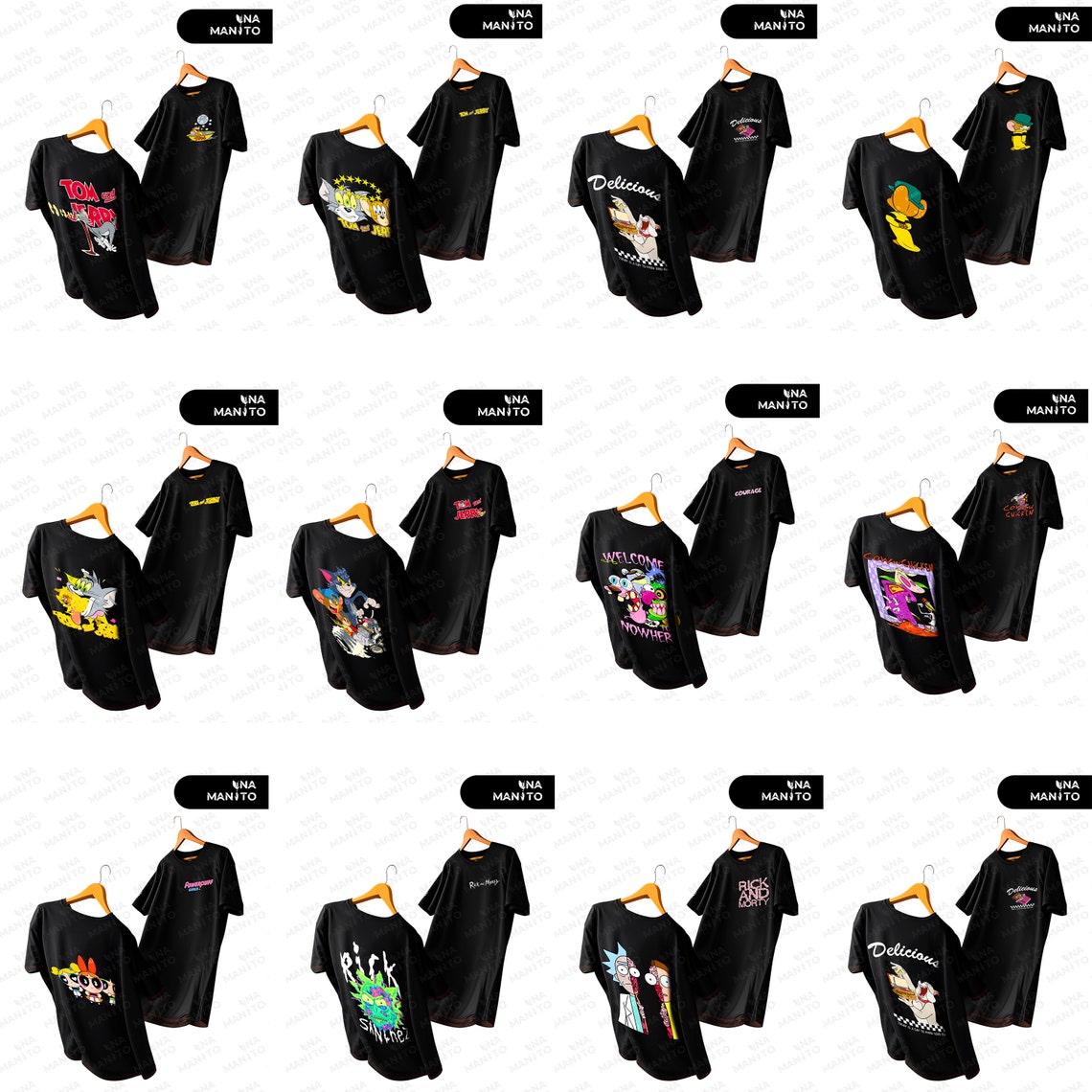 Pack Cartoons Vol1 Editable Designs in EPS and PNG / Cartoon T-shirt ...