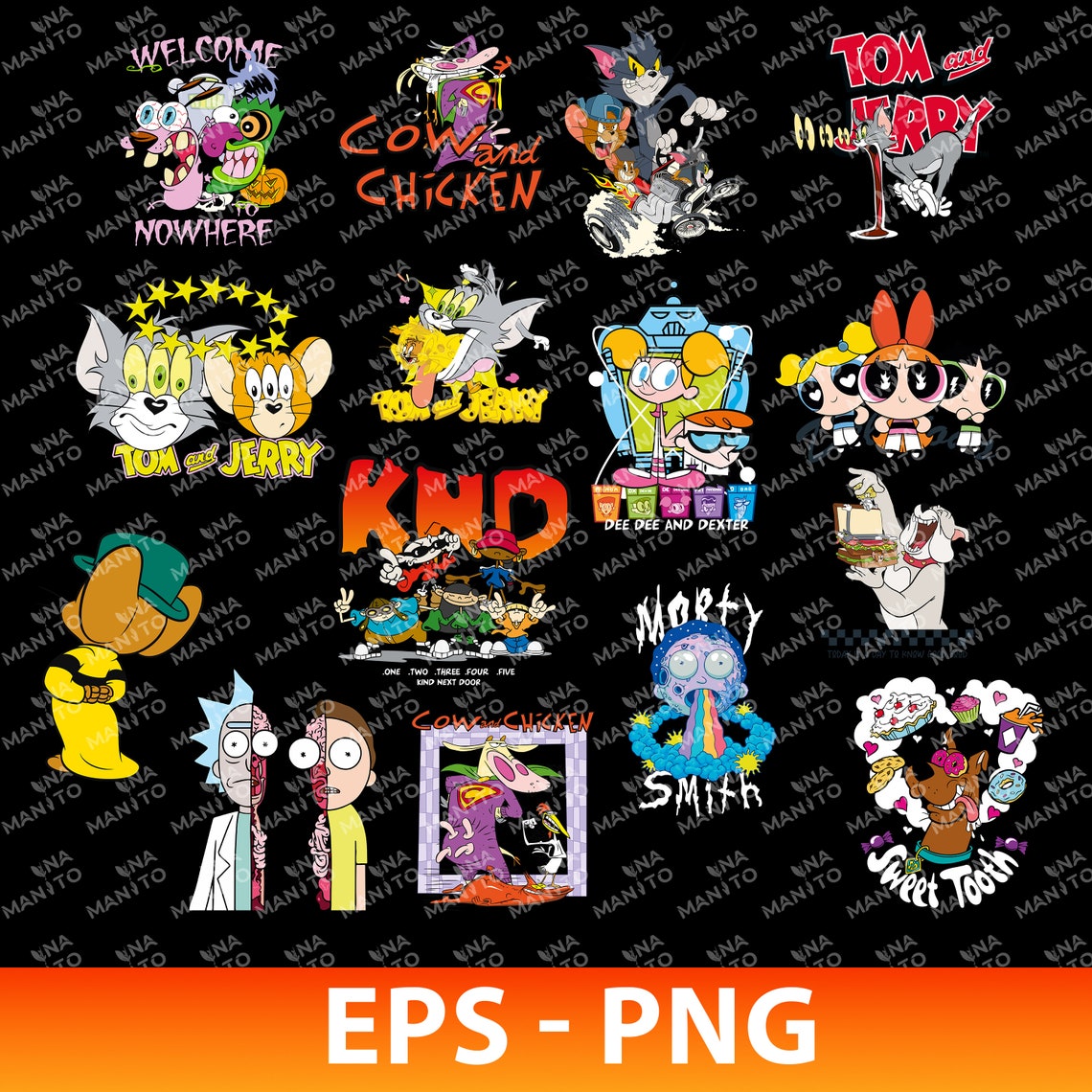 Pack Cartoons Vol1 Editable Designs in EPS and PNG / Cartoon T-shirt ...
