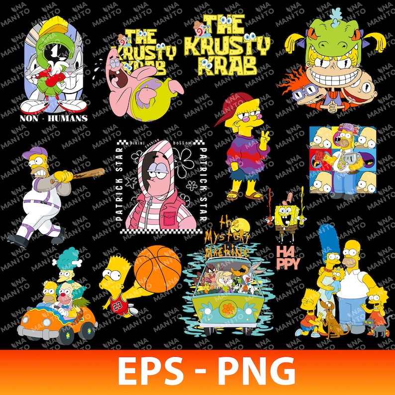 Pack Cartoons Vol.2 Editable Designs in EPS and PNG / 30 Cartoon T ...