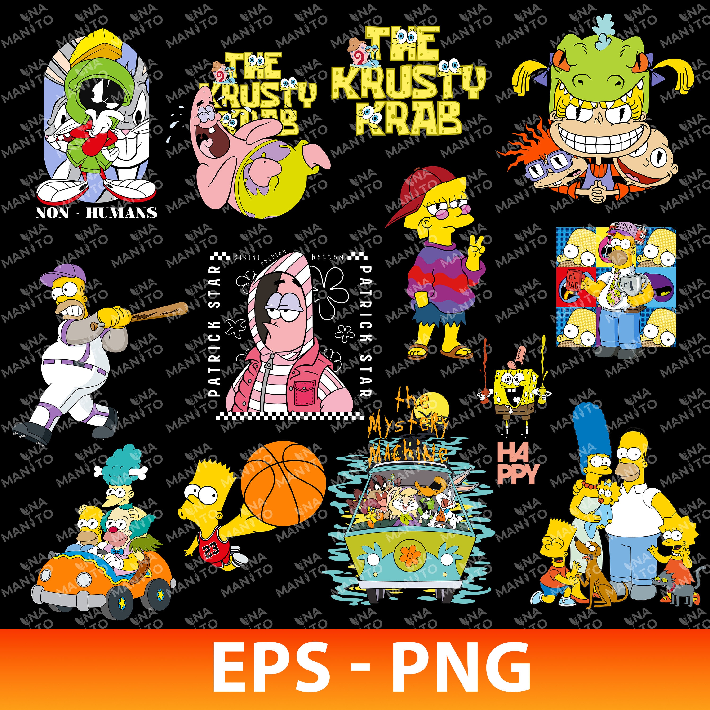 Pack Cartoons Vol.2 Editable Designs in EPS and PNG / 30 Cartoon T ...