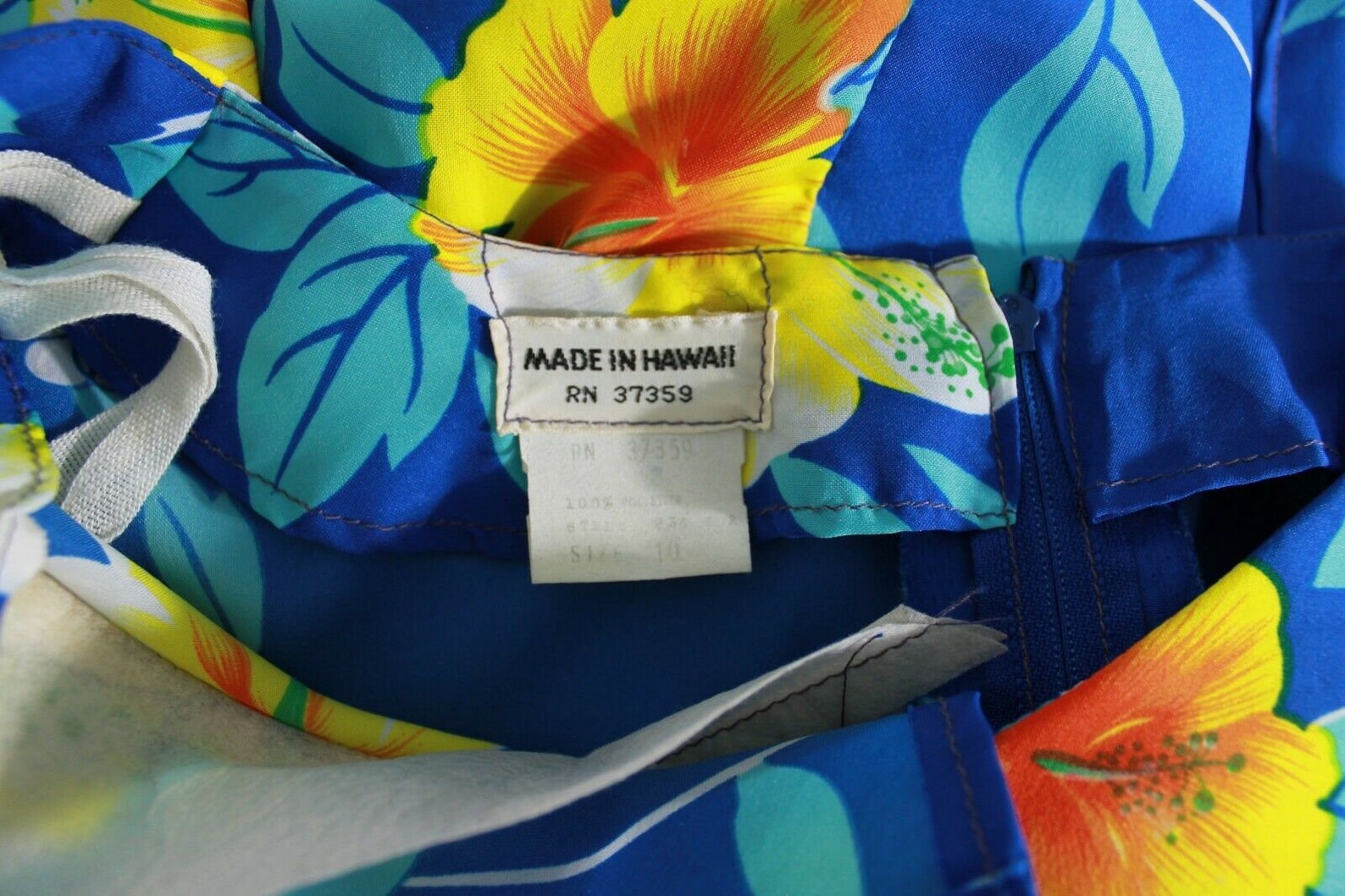 Vintage Made in Hawaii Blue Floral Hibiscus Mumu Dress Flutter Sleeve ...