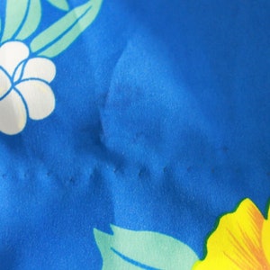 Vintage Made in Hawaii Blue Floral Hibiscus Mumu Dress Flutter Sleeve ...