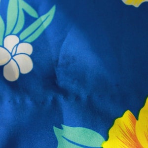 Vintage Made in Hawaii Blue Floral Hibiscus Mumu Dress Flutter Sleeve ...