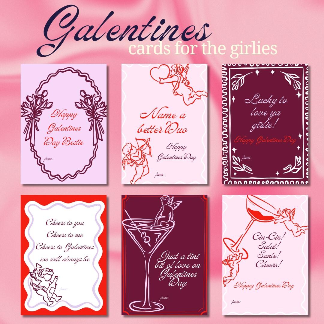 Aesthetic Printable Galentine's Card, Instant Download, Printable ...