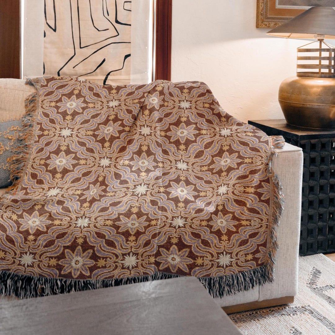 Soft Woven Blanket | Maximalist Home Decor, MCM Wall Art, 100% Cotton ...