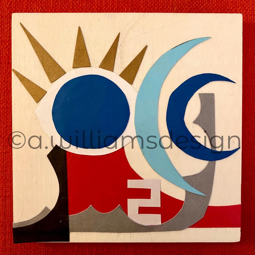 II. the High Priestess Paper and Ink Collage on Wood Cradleboard ...