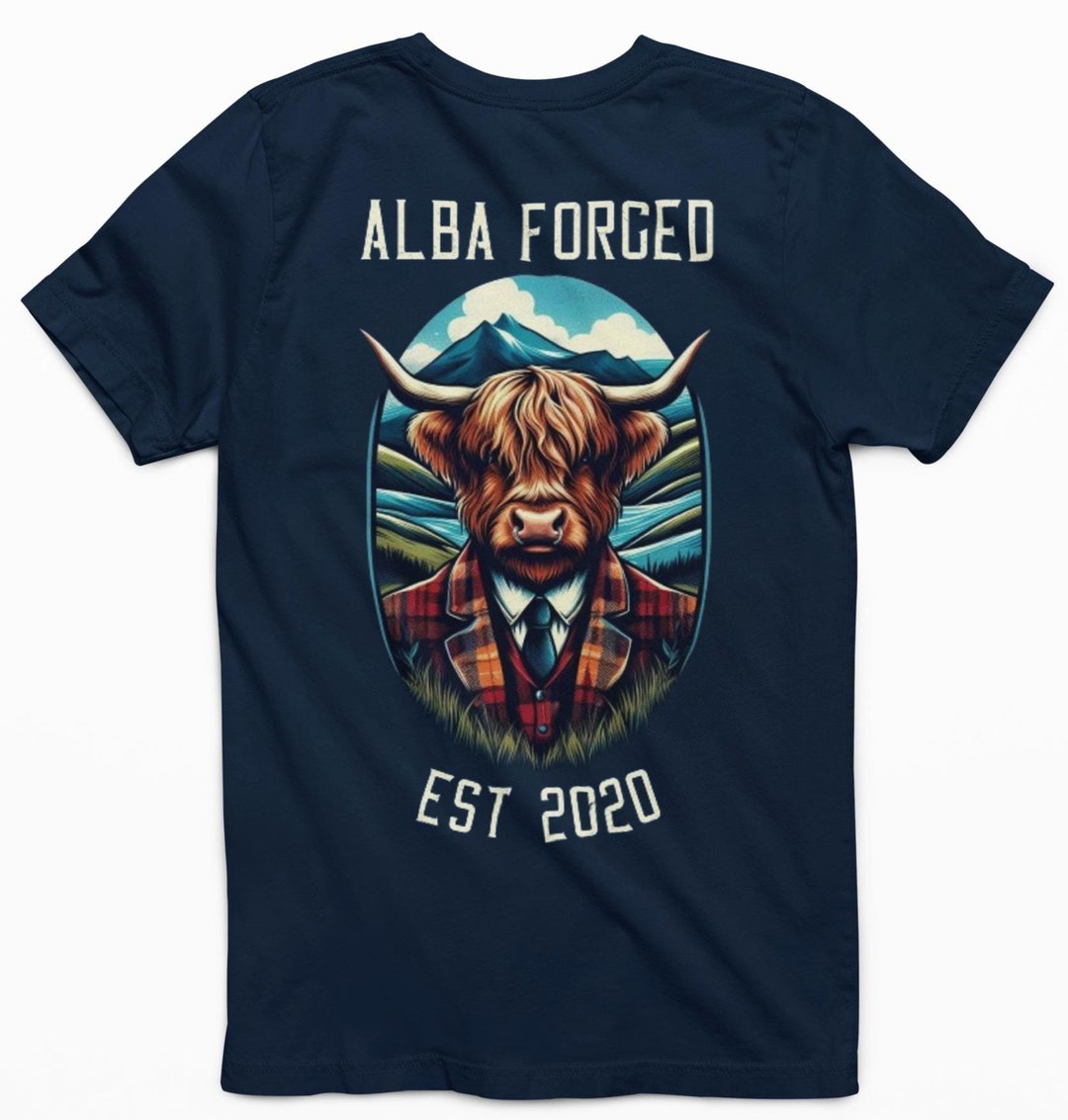 Dapper Highland Cow T Shirt, Alba Forged Scottish Highland Tee ...