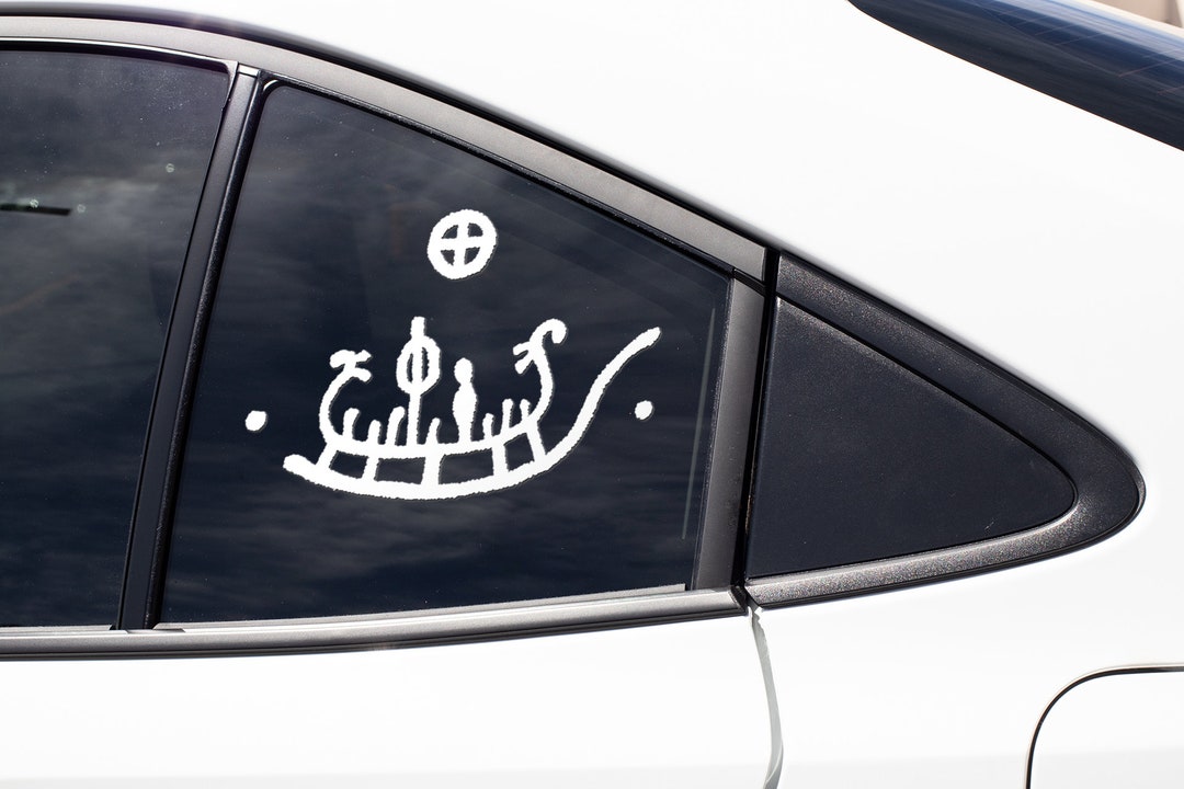 Viking Longship Vinyl Decal, Norse Sun Wheel Longship Glyph Bumper ...