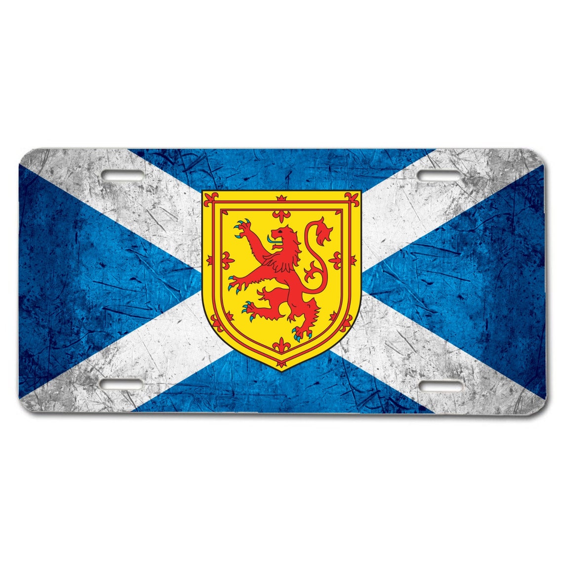 Scottish Royal Banner Flag License Plate, Distressed Rampant Lion ...