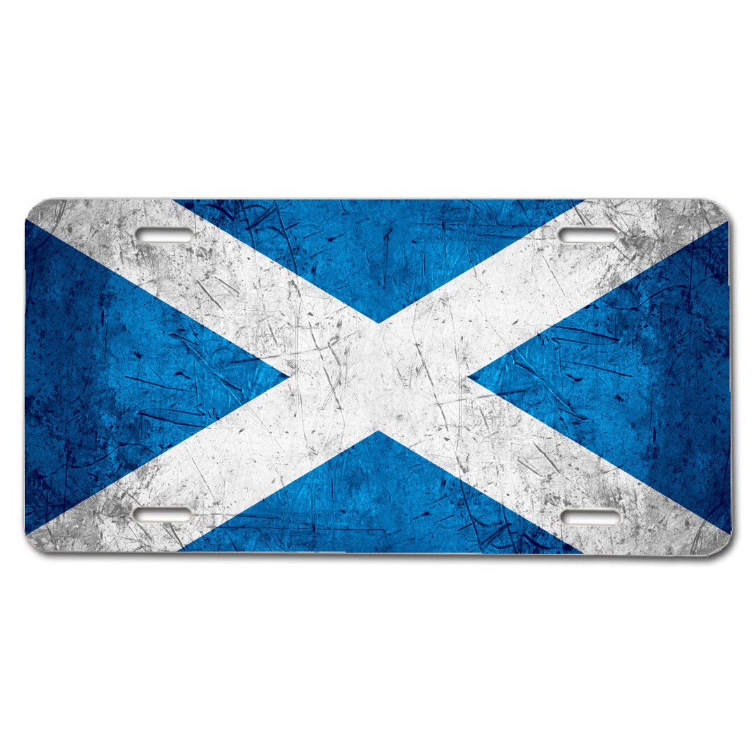 Distressed Scottish Flag License Plate, Celtic Scotland Banner Car ...
