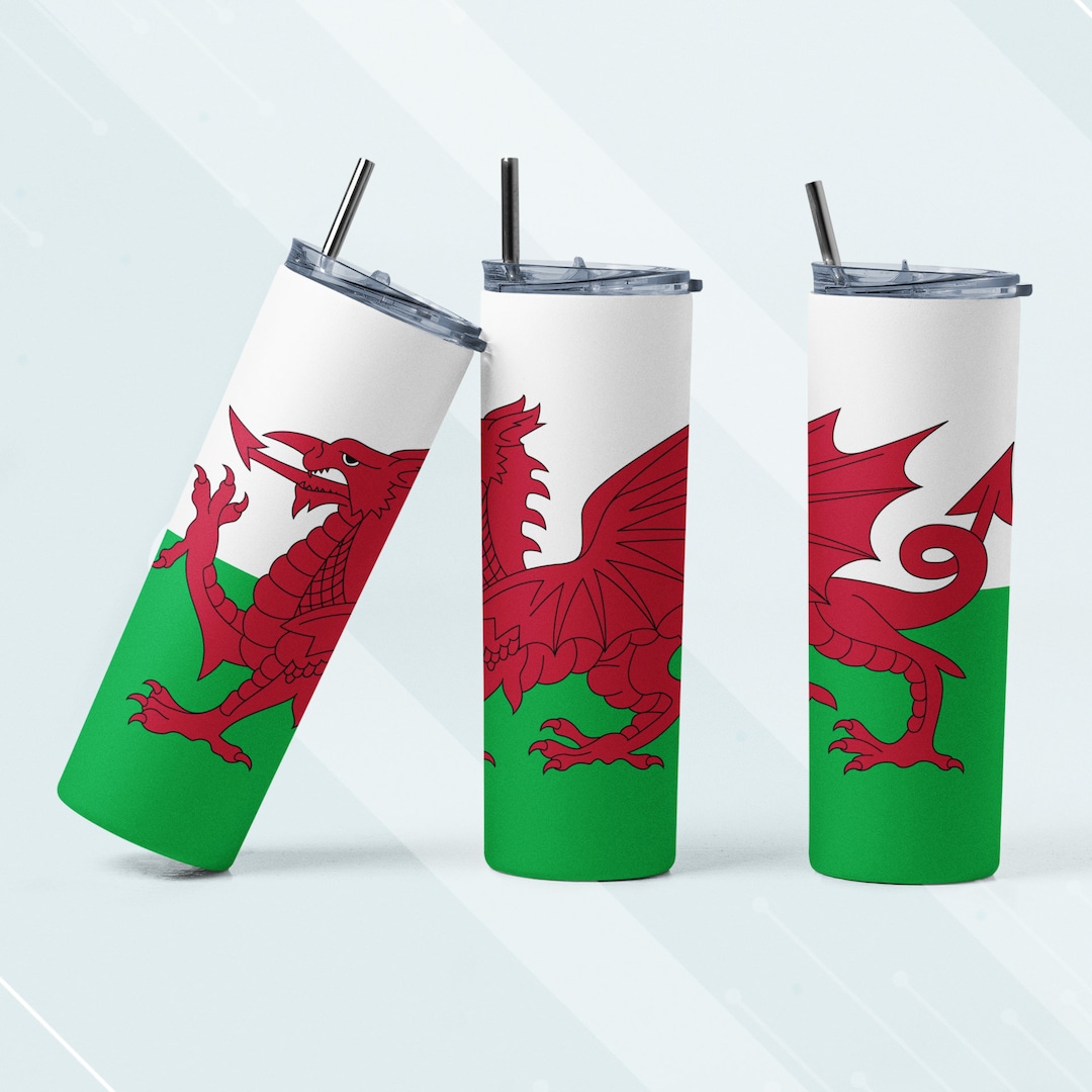 Welsh Flag Tumbler, Dragon Banner Thermal Hot and Cold Skinny Mug ...