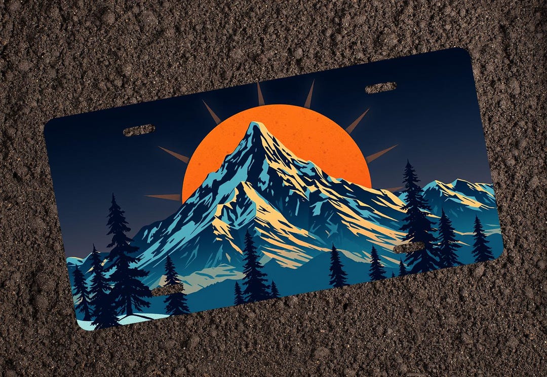 Mountain Sunset Custom License Plate - Unique Car Accessory for Outdoor ...