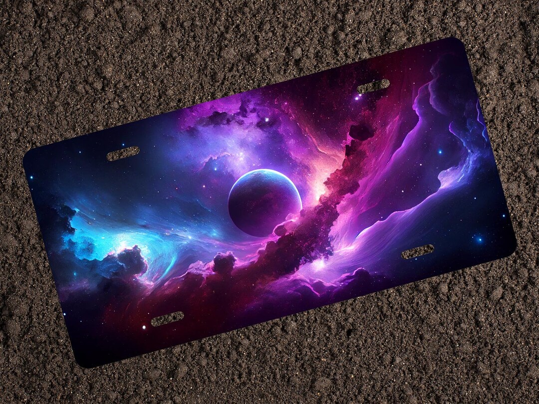 Galaxy Moon License Plate: Cosmic Car Tag, Novelty Auto Decor - Etsy
